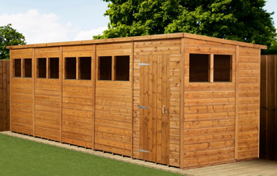 Empire Modular Pent 20x6 dipped treated tongue and groove wooden garden ...