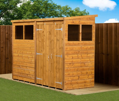 Empire Modular Pent 8x4 dipped treated tongue and groove wooden garden ...