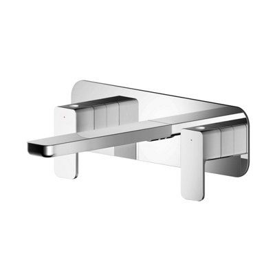 Empire Square Wall Mount 3 Tap Hole Basin Mixer Tap & Back Plate ...