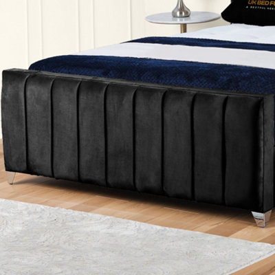 Empire Wingback Black Plush Valvet Upholstered Bed Frame Only - Slatted ...