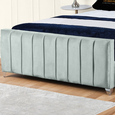 Empire Wingback Grey Plush Valvet Upholstered Bed Frame - Slatted Base ...