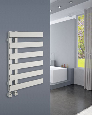 EMRENO Designer Towel Radiator 500mm x 800mm, Open End Flat Chrome