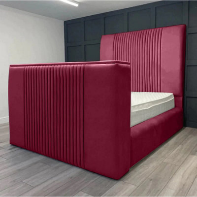 Emri Plush Velvet Maroon TV Bed Frame