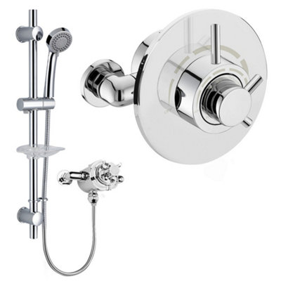 Emso Round Exposed/Concealed Thermostatic Shower Valve, Slider Rail ...