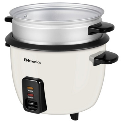 EMtronics 0.6L Rice Cooker 350w with Non-Stick Pot & Keep Warm Setting ...