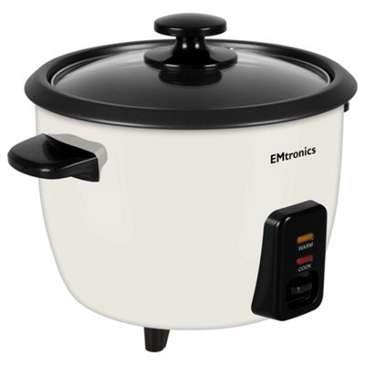 EMtronics 0.6L Rice Cooker 350w with Non-Stick Pot & Keep Warm Setting ...