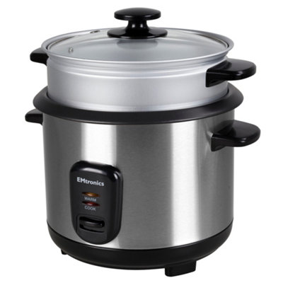 EMtronics 1.5L Rice Cooker, Non-Stick Pot & Veg Steamer Tray ...