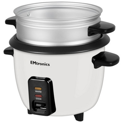 EMtronics 1 Litre Rice Cooker, Non-Stick Pot & Vegetable Steamer Tray ...