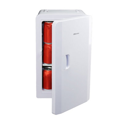 EMtronics 16L Compact Mini Cooler Fridge with Built-in 12V Power - White