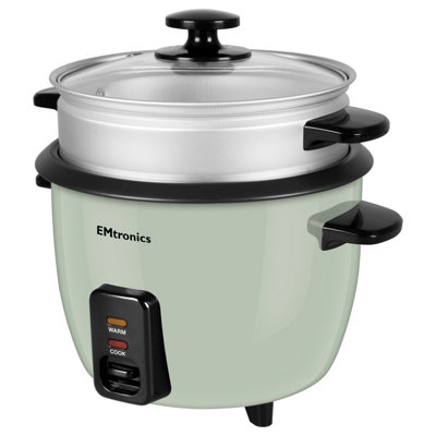 EMtronics 1L Rice Cooker, Non-Stick Pot & Vegetable Steamer Tray - Sage ...