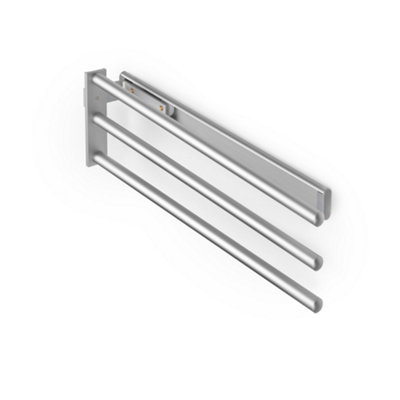 Emuca Extendable Towel rack, 3 arms, Aluminium, Matt anodised