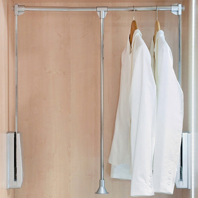 Emuca Hang pull down wardrobe rail lift, 450 - 600, Chrome plated ...