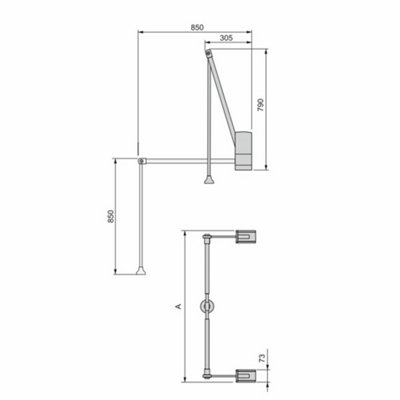 Emuca Hang pull down wardrobe rail lift wall-mounted, 600-830, Chrome ...