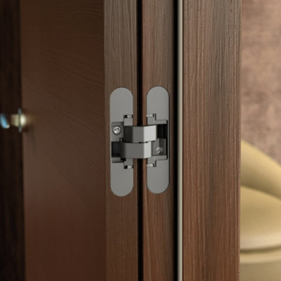 Emuca Lot of 2 concealed hinges for wicket doors, 60kg load, 180 degree ...