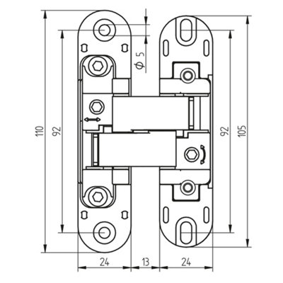 Emuca Lot of 2 concealed hinges for wicket doors, load 40kg, 180 degree ...