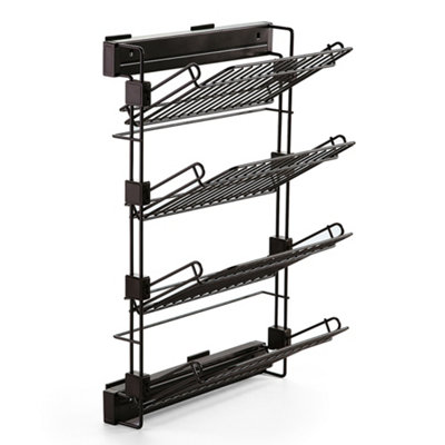 Emuca Moka pull out lateral shoe rack, Left, Moka painted, Steel
