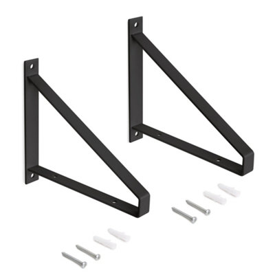 Emuca Pair of Shelf straight wood shelf supports with triangular shape ...