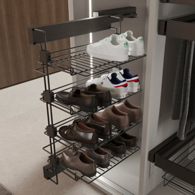 Emuca Pull-out lateral shoe rack Quartz, Left, Steel, Titanium
