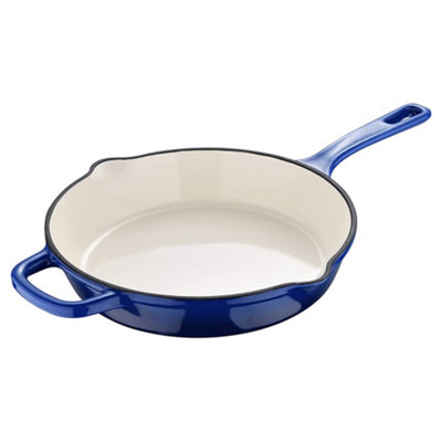 Enamel Cast Iron Non stick Frying Pan 25cm Blue