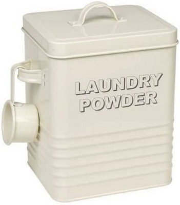 Enamel Home Sweet Cream Storage Tin Kitchen Retro Container Laundry ...