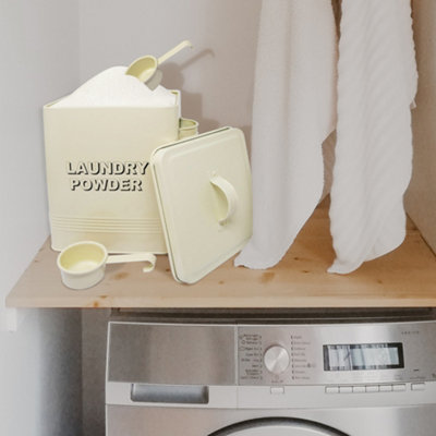 Enamel Home Sweet Cream Storage Tin Kitchen Retro Container Laundry ...