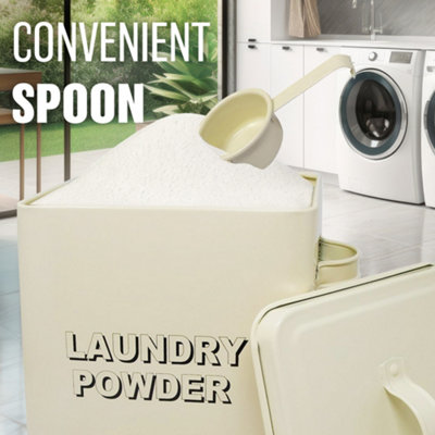 Enamel Home Sweet Cream Storage Tin Kitchen Retro Container Laundry ...