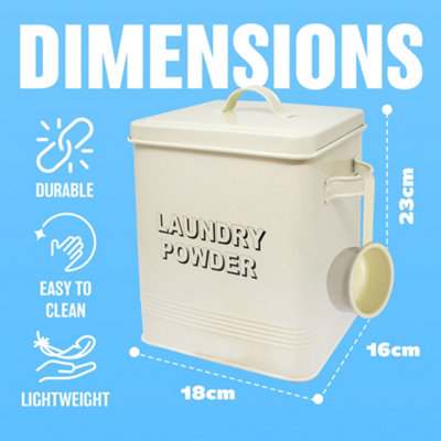 Enamel Home Sweet Cream Storage Tin Kitchen Retro Container Laundry ...