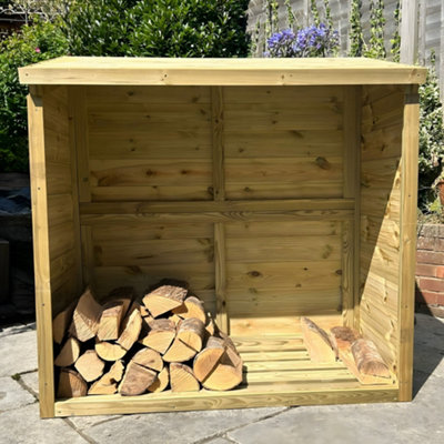 Enclosed Wooden Log Store - 4ft Tall x 4ft Wide