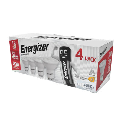 Energizer GU10 LED Bulbs Cool White 2.4W 35W Equivalent 230lm 4000K ...