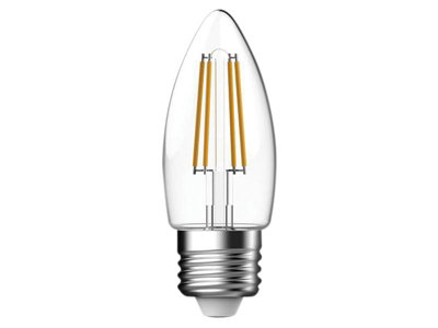 Energizer LED E27 Candle Filament Bulb - Non-Dimmable, Warm White 470lm ...