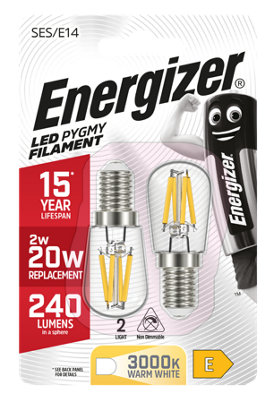 Energizer LED Filament Pygmy Light Bulb E14 240lm 2W 3000K (Warm White ...