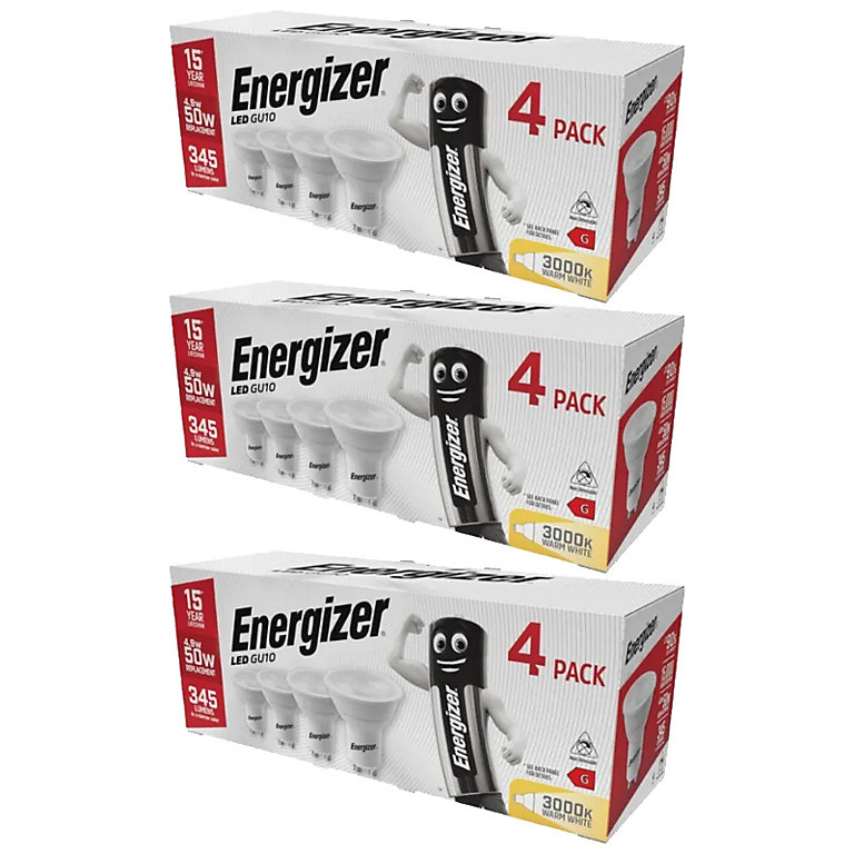Energizer LED GU10 Spotlight Bulb 4.2W (50W Replacement) - Pack of 12 ... Energizer LED GU10 Spotlight Bulb 4.2W (50W Replacement) - Pack of 12 ...