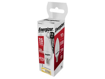 ENERGIZER S8851 LED SES (E14) OPAL CANDLE NON-DIMMABLE BULB, WARM WHITE ...