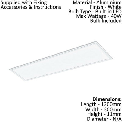 Energy Efficient 40W Flush Ceiling Panel Light - Sleek White Rectangle Design with Built-in LED ...