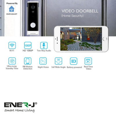 ENERJ Smart Wireless Doorbell with Full HD Camera & Two-Way Audio