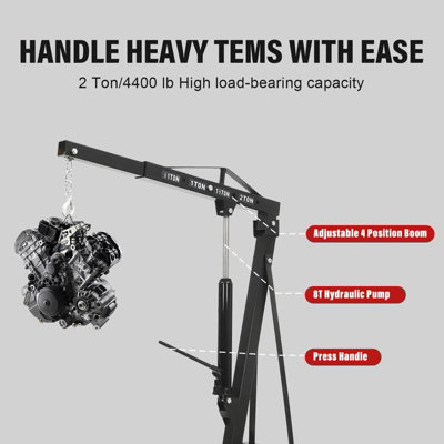 Engine Hoist, 2 Ton Heavy Duty Folding Hydraulic Engine Crane Hoist ...