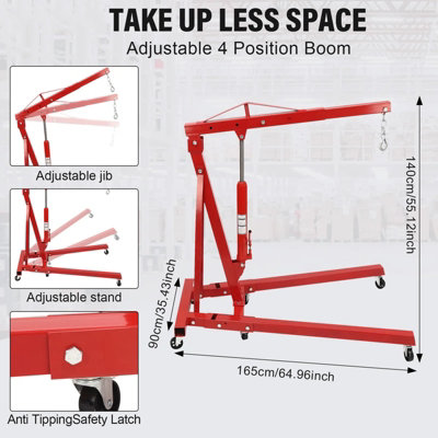 Engine Hoist, 2 Ton Heavy Duty Folding Hydraulic Engine Crane Hoist ...