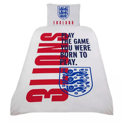 England FA Born To Play Crest Duvet Cover Set White/Dark Blue/Red (Single)