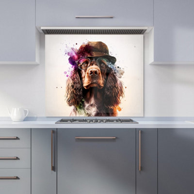 English Cocker Spaniel Splashart Premium Glass Kitchen Splashback ...