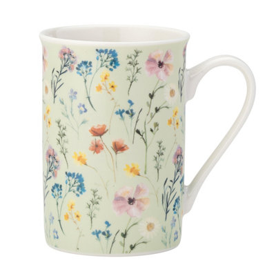 English Tableware Co. Pressed Flowers Flare Rim Mug Green | DIY at B&Q