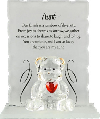 Engraved Glass Crystal Bear Gift Ornaments Set Poem Poetic Writing ...