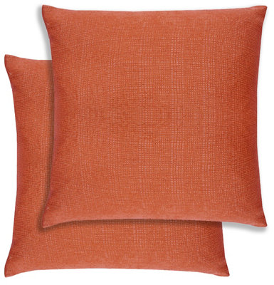 Enhanced Living Pair of Matrix Orange Textured Cushion Covers - 43x43cm ...