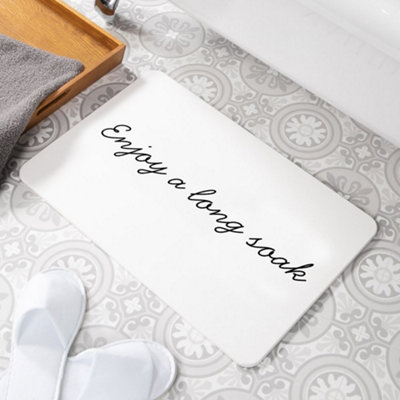 Enjoy A Long Soak Stone Non Slip Bath Mat | DIY at B&Q