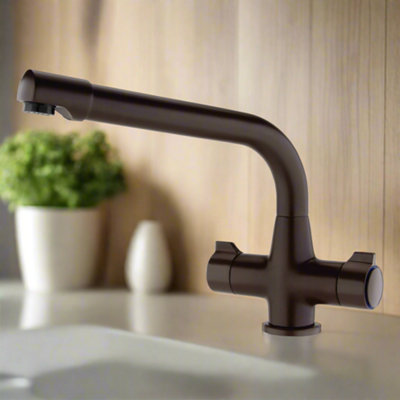 ENKI, Alpha, KT123, Brown, Brass Construction Dual Flow Kitchen Sink ...