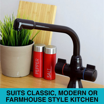 ENKI, Alpha, KT123, Brown, Brass Construction Dual Flow Kitchen Sink ...