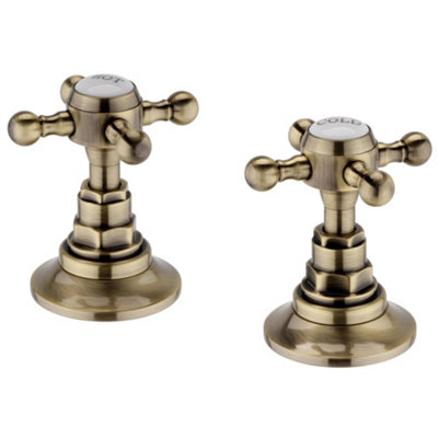 ENKI Antique Brass Traditional Classic Bathroom Deck Mounted Hot & Cold ...
