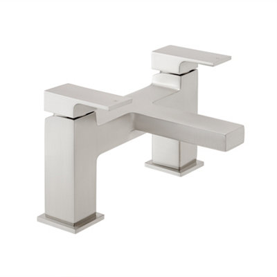 ENKI Athena Brushed Nickel Contemporary Solid Brass Bath Mixer Tap ...