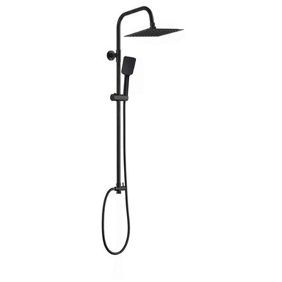 ENKI Carre Black Square Overhead Ultra Slim Rain Shower & Riser Kit RG016