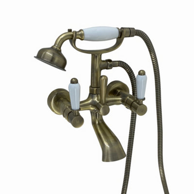 ENKI Downton Antique Brass White Modern Traditional Bathroom Ceramic ...