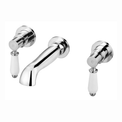 ENKI Downton Chrome Silver White Traditional Bathroom Ceramic Wall ...